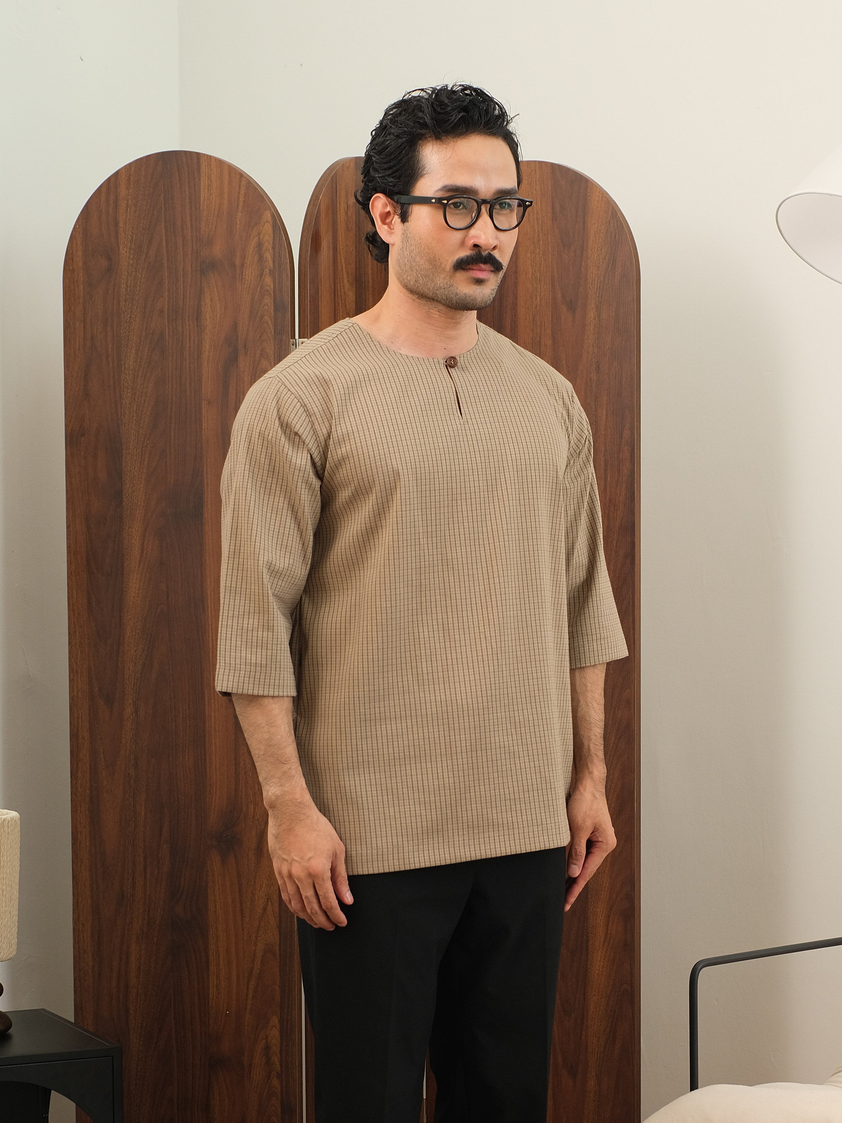 Kurta Larik Petak - Khakis – SampinExclusiveMy